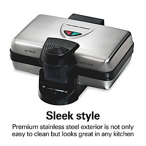Hamilton Beach Belgian Mini Waffle Maker with Shade Control, Makes 2 at Once, Create Personalized Keto Chaffles and Hash Browns, Non-Stick Plates, Compact Design, Stainless Steel
