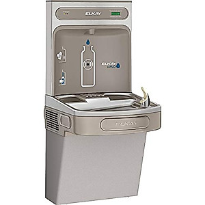 Elkay LZS8WSLK EZH2O Bottle Filling Station with Single ADA Cooler, Filtered, 8 GPH, Light Gray & EZS8L Wall Mount ADA Non-Filtered Cooler, 8 GPH, Light Gray Granite