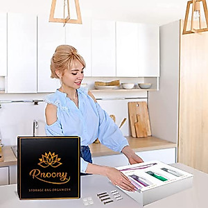 RNOONY Food Storage Bag Organizer, Gallon Quart Snack Sandwich and Slider Bag Dispenser for Kitchen Drawer(1 Box 4 Slots)