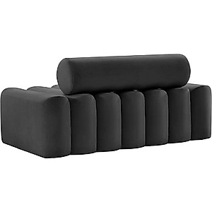 Meridian Furniture Melody Collection Velvet Upholstered Loveseat with Deep Channel Tufting, Grey