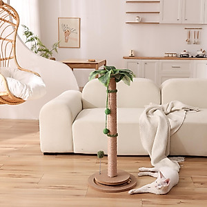 Aplatho Scratching Posts for Indoor Cats Adults - 33.2" Tall Cat Scratching Post with Sisal Rope - Cute Kitten Cat Tree Scratching Post with Interactive Ball Track