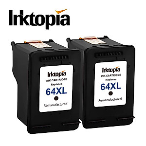Inktopia Remanufactured Ink Cartridge Replacement for HP 64XL 64 XL for HP Envy Photo 7858 7855 7155 6255 6220 7120 6232 6255 7158 7164 Envy 5542 Tango X Terra Printer ( 2 Black )