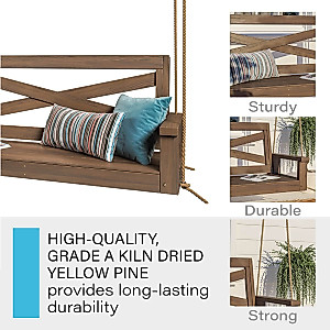 Porchgate Amish Heavy Duty 700 Lb Boardwalk Porch Swing W/Ropes (5 Foot, Warm Walnut Stain)