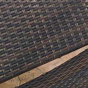 (Set of 4) Olivia Outdoor Brown Wicker Armed Chaise Lounge Chair