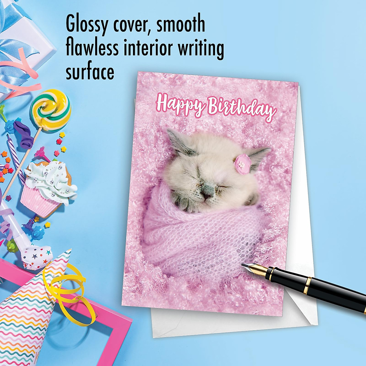 The Best Card Company Birthday Greeting Card with 5 x 7 Inch Envelope (1 Card) Bday Fluffy Furballs C7168ABDG
