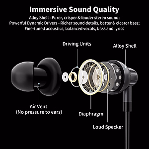 USB C Headphones for Samsung S24 S23 Ultra S22 S21 FE S20 A54 A53 Note 20 10+ Wired Earbuds Noise Canceling in-Ear Type C Earphone with Microphone Stereo Bass for iPhone 15 16 Pixel 8 7 6, Metal-Grey