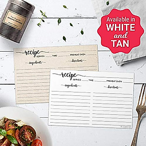 321Done Recipe Cards 4x6 Tan Simple Script, 50-Pack, Made in USA, Double-Sided Thick Cardstock, Cute Vintage Rustic Kraft Look for Bridal Shower Wedding Housewarming Gift