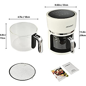 JORAKY Air Fryer, 3QT/3L Oil Free Electric Hot Air Fryers Oven, 12-in1 White Air Fryers with Recipes Book, LED Touchscreen, Nonstick Basket, 1200W