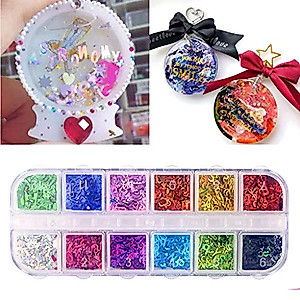 Stebcece ✪ 12 Colors DIY Alphabet English Letters Mixed Chunky Glitter Resin Letter Sequins