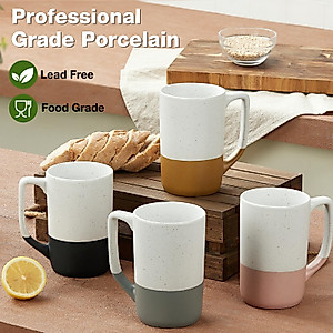 Large Ceramic Coffee Mug Set of 4, 16 oz Tea Cups with Handle, Porcelain Mug for Latte, Hot Tea, Cappuccino, Milk, Cocoa, Microwave & Dishwasher Safe Cups for Men Women Mug Lovers, Housewarming Gift