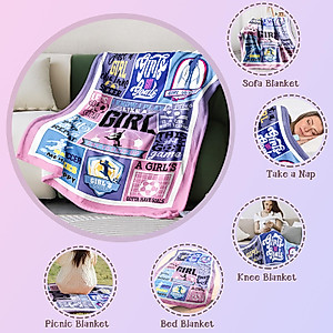 Kesidilo Soccer Gifts for Girls, Soccer Blanket for Girls 50"x40", Girls Soccer Gifts for Birthday, Soccer Party Favors, Soccer Stuff for Soccer Lovers and Players