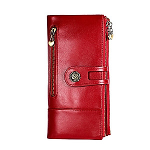 VALICLUD Womens Purses Womens Backpack Purse Purse Wallet Girls Women Blocking Zipper Handbag Leather for Multipurpose Vintage Billfold Red Women Backpack Purse Travel Wallet