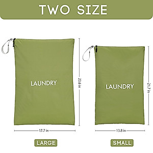 Scandihome Travel Laundry Bag Foldable Washable Waterproof Wet Bathing Suit Travel Workout Dry Bag for Gym Dirty Clothes Swimming Yoga(2 Pcs Large+Small) Green
