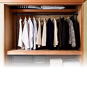 Yamazen WJO-716(BK) Tension Hanger Rack, Closet, Width 38.4 - 65.0 x Depth 3.7 x Height 31.5 - 81.5 inches (97.5 - 166 x 9.5 x 80 - 207 cm), Easy Storage, Utility Model Acquired, Black