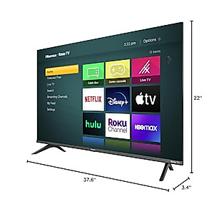 Hisense 43-Inch Class H4 Series LED Roku Smart TV with Google Assistant and Alexa Compatibility (43H4G, 2021 Model)