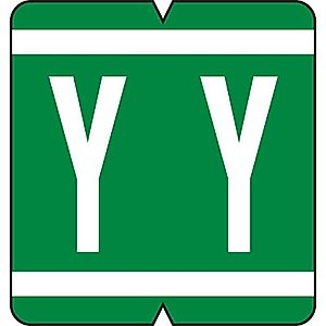 AMZfiling Alpha Labels on 3-Ring Binder Sheets- Letter Y, Green, GBS/VRE Compatible (Polylaminated, 200/Package)