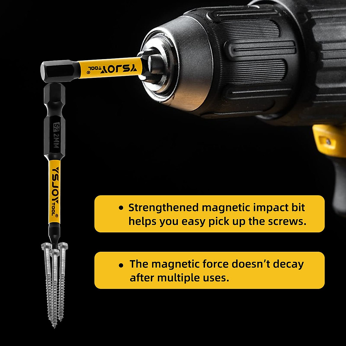 YSJOYTOOL 20-Piece Impact Hex Head Allen Wrench Drill Bit Set, S2 Steel Metric & SAE, 1/4” Hex-Shank 2.3" Long Hex Allen Power Bit Set, Magnetic Tips Hex Bits Set with Storage Boxes