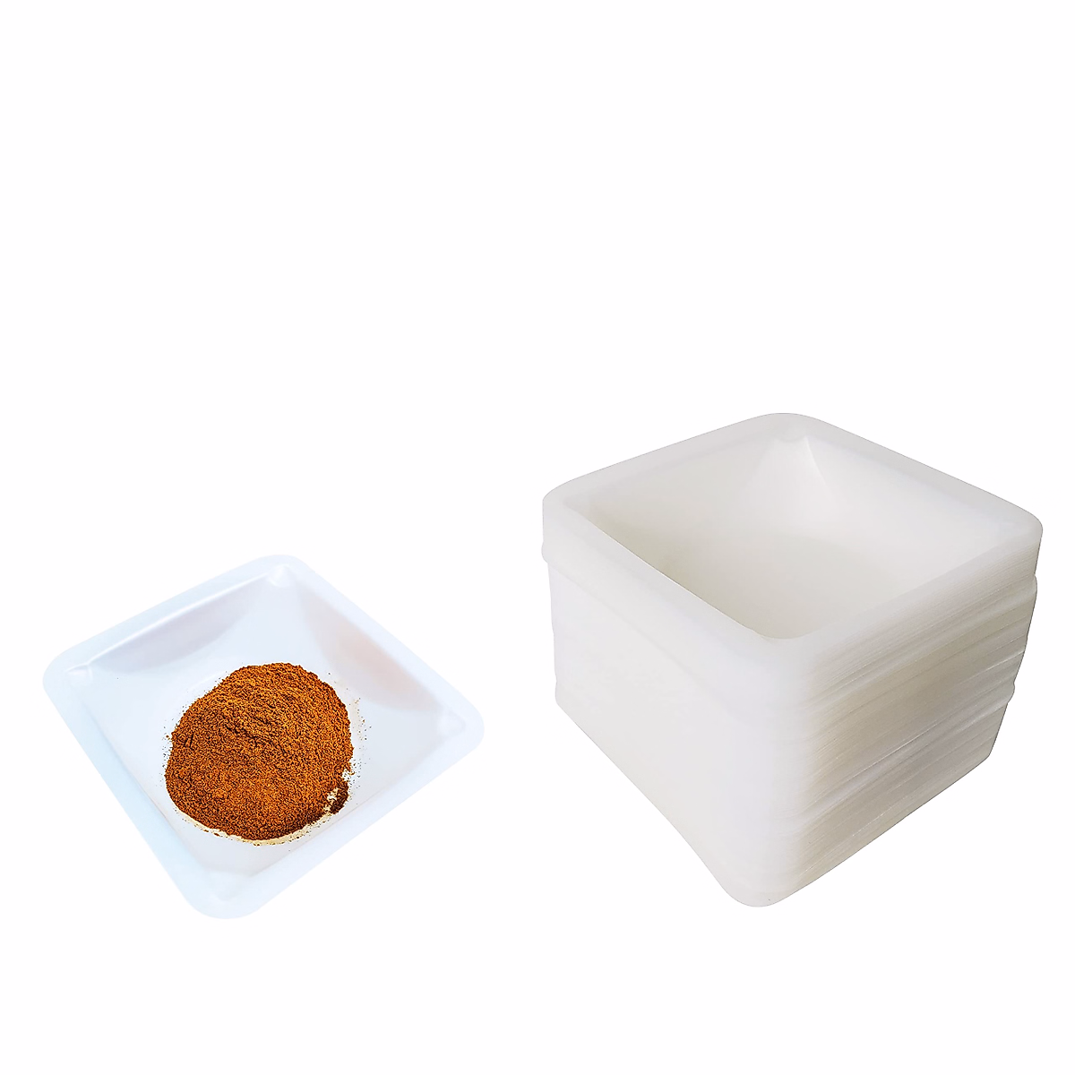 Large 5.5" Square Polystyrene Weigh Boats, Weighing Dishes, Weighing Boats with Easy-Pour Spout, Anti-Static Disposable Tray, 330ml (80 pcs)