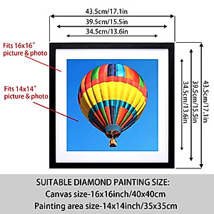 ZZFQXZ 16x16 Diamond Painting Picture Frame 40x40cm Diamond Art Frames, Display Pictures16x16inch/40x40cm Without Mat or 14x14inch/35x35cm With Mat, Diamond Painting Photo Frame Wood Black (ZK006)