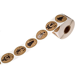 Black and White Holiday Animals Christmas Stickers / 500 Christmas Labels / 1.5" Round Winter Animals Envelope Seals / 6 Festive Designs