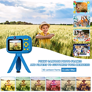 Kids Camera Toys for 4-8 Year Old Boys, Selfie Camera for Kids for Boys Age 3-6,Kids Time Lapse Camera with 32G Memory Card by Elimiic (Navy)