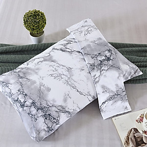 LRZG Marble Morden Pillow Cases,White Grey Art Ink Painting Marble Print high end Pillow Cases,100% Polyester Ultra Soft Bedding 20"X26"