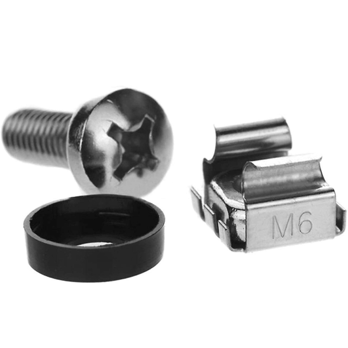 RION TECH M6 Cage Nuts & Screws for Server Shelves Cabinets, Lengthened 16mm- Rack Mount Screws (50 Pk)