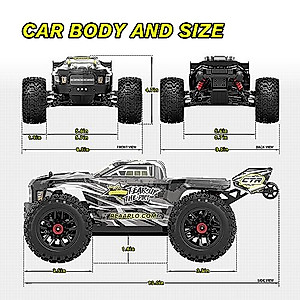 RIAARIO 1:14 RTR Brushless Fast RC Cars for Adults, Max 45MPH RC Monster Trucks, Hobby Electric Off-Road Jumping RC Trucks with Limited Slip Clutch, Independent ESC, 4WD Remote Control Car for Boys