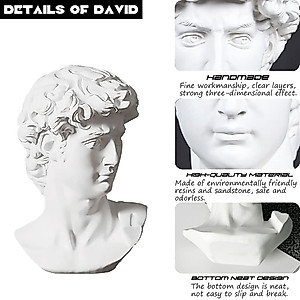 fazhongfa Greek Statue of David Bust Resin Sculpture for Roman Bookshelf Tabletop Office Home Decor Roman Sculpture Decoration David Figurine 6 Inch Gift for Friends Colleague