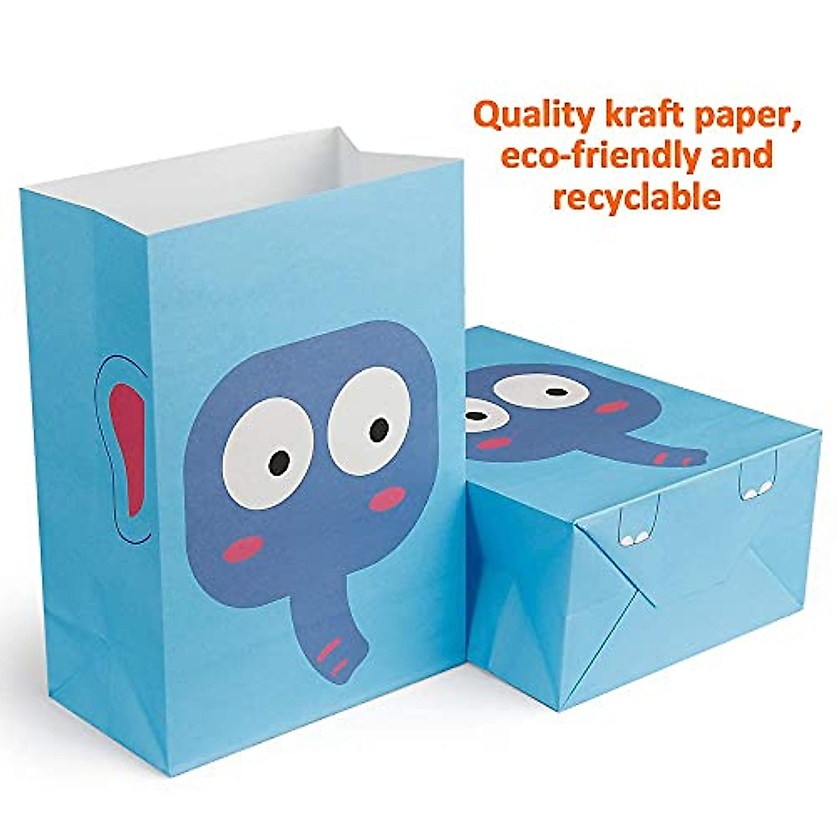 Mocoosy 24 Pieces Animal Party Favor Bags - Kids Goodie Bags for Birthday Party, Animal Candy Treat Bags Colorful Party Paper Gift Bags for Jungle Safari Theme Birthday Party Baby Shower Supplies