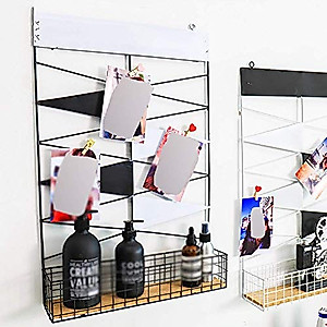 PIBM Stylish Simplicity Shelf Wall Mounted Floating Rack Shelves Iron Art Diamond Grid Storage Multifunction Photo Wall Bathroom,Black,White, a , 41X8X62CM