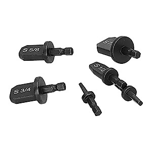 Hilitand 6Pcs Swaging Tool Drill Bits Set, Professional Manual Copper Pipe Swage Tool Drill Bits Triangular Handle, HVAC Repairing Set 7/8'', 3/4'', 5/8'', 1/2'', 3/8'', 1/4'' Bits