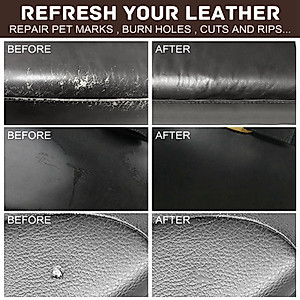 DEWEL Leather Recoloring Balm Black, Mink Oil Leather Conditioner & Leather Filler Cream, Professional Leather Repair Kit for Furniture, Restore Couches, Car Seats, Purse, Scratch, Peeling, Burn Holes