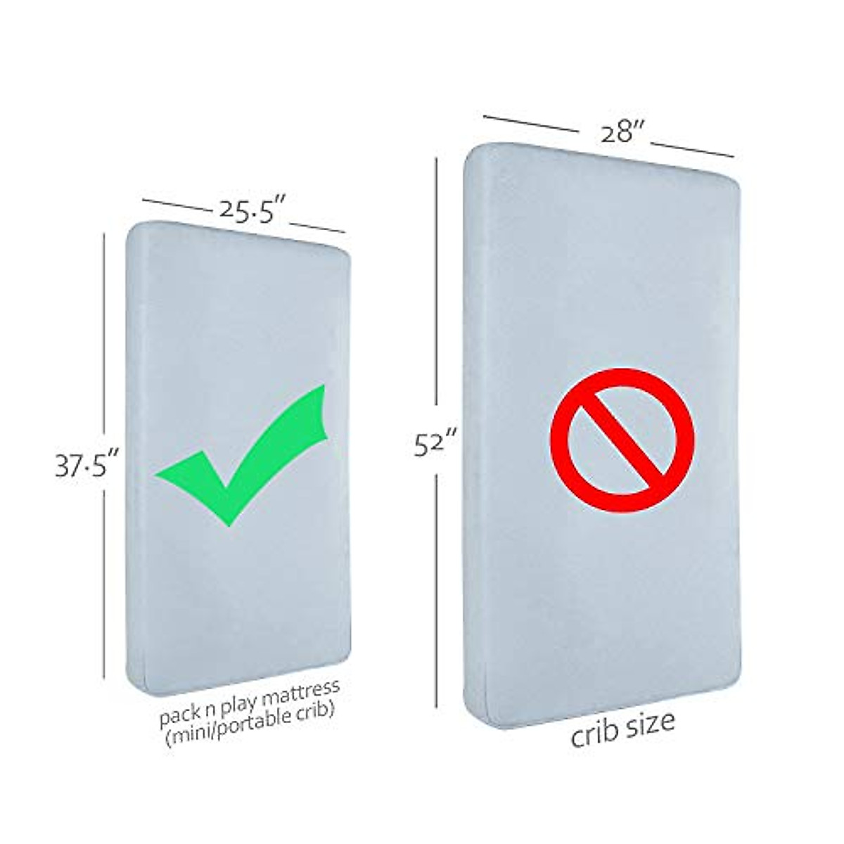 Waterproof Pack N Play Mattress Pad Protector, Cotton Fabric Absorbent and Soft Pack and Play Sheets, Fits Graco Play Yards, Baby Portable Mini Cribs and Foldable Mini Crib Mattress Sheets Cover