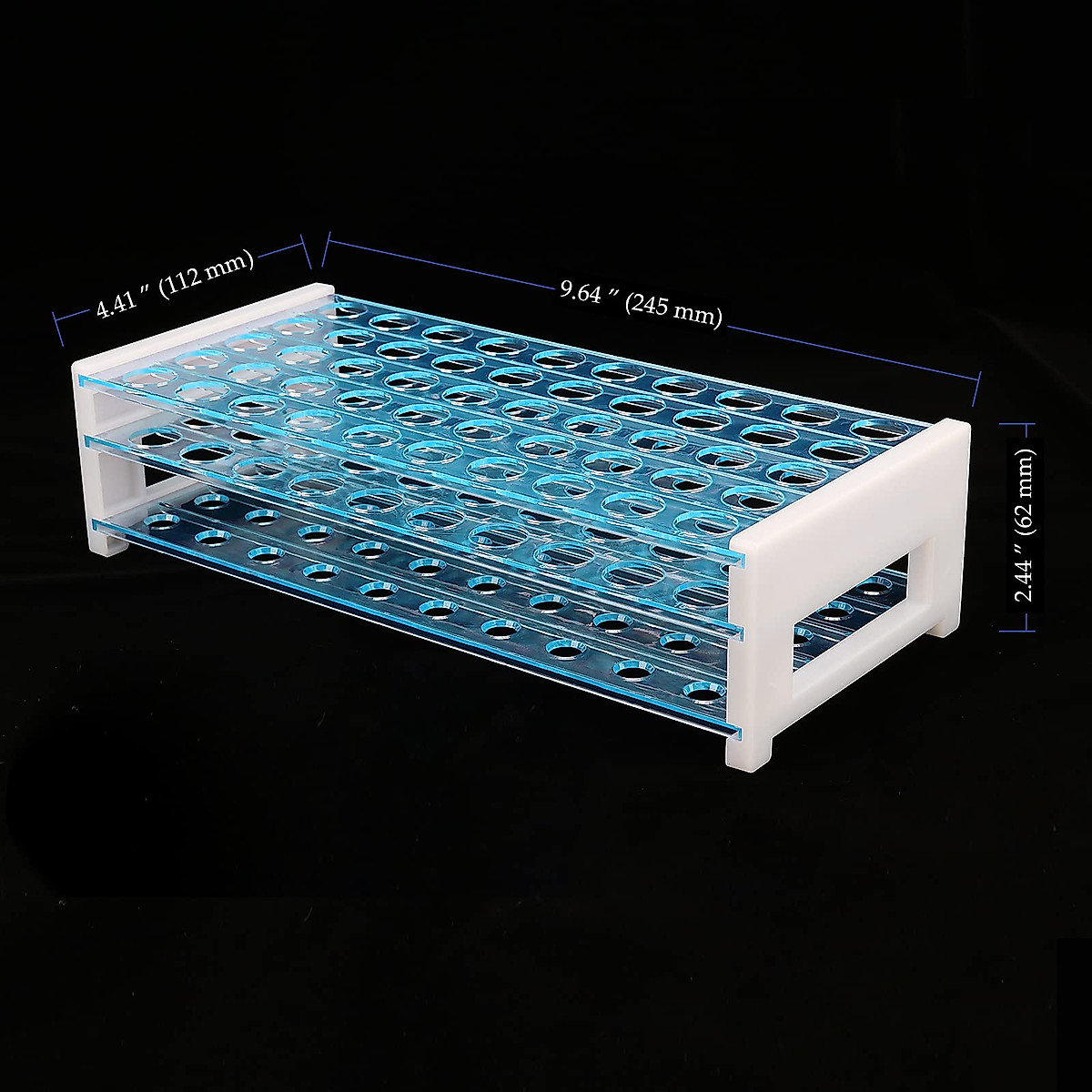 HEIHAK 6 Pack Plastic Test Tube Rack, 50 Holes Detachable Lab Test Tube Holder for 13mm - 16 mm Tubes
