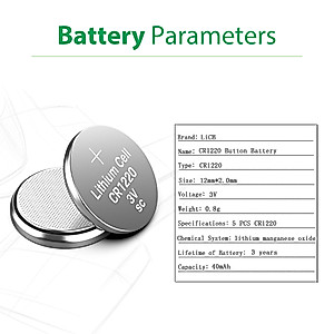 LiCB CR1220 Battery,Long-Lasting & High Capacity CR1220 Lithium Batteries,3 Volt Coin & Button Cell (5-Pack)