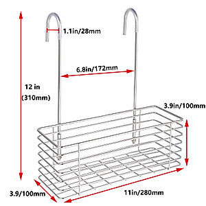 Antrader Hanging Shower Rack,Shower Caddy Hanging,Hung on the Faucet or the Door,the Back Hook Can be Rotated,No Drilling,304 Stainless Steel,Single Layer Shelf