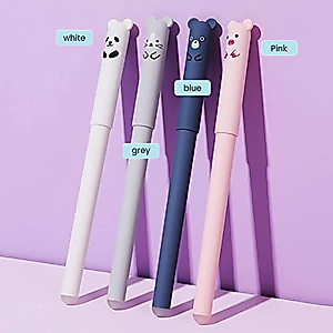 WANGYZJ 0.5mm Erasable Pens, Panda Pens, Cute Erasable Pens, Animal Rollerball Gel Ink Pens, includes 4 pens, 10 black, 10 blue, 5 red pen refills, and 2 erasers., for Kids Office School Supplies