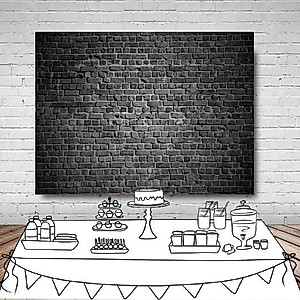 Dudaacvt 7x5FT Black Brick Wall Photography Backdrop Brick Backdrop Vintage Theme Stone Brick Background Baby Birthday Party Decoration Photo Booth Studio Props