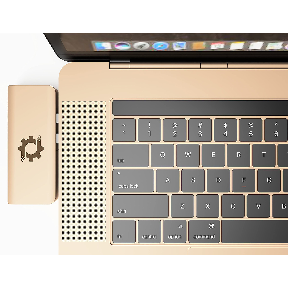 NOV8Tech USB C Hub Gold 6in2 Slim Adapter for MacBook Air M1 2018-2022, Pro M1 2016-2022, Mini Docking station Thunderbolt 3 100W Power Delivery, USB C Data & 3X USB 3.0 Ports, Micro SD/SD Card Reader