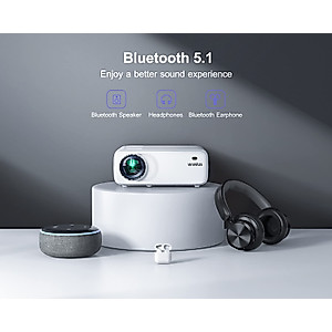 Native 1080P 5G WiFi Bluetooth Projector 4K Support, 400 ANSI WIMIUS W6 Outdoor Movie Projector with 300" Display , 4P/4D Keystone, 50% Zoom, Video Projector Compatible iOS/Android/TV Stick/PS4/PPT