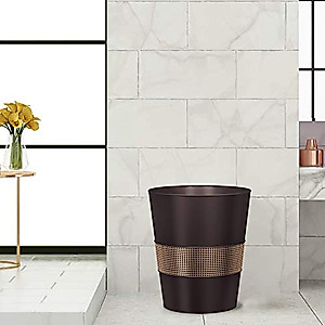 nu steel Nusteel Selma Decorative Steel Small Trash Can Wastebasket, Garbage Container Bin for Bathrooms, Powder Rooms, Kitchens, Home Offices-Copper & Oil Bronze, Large, Oil Rubbed Bronze & Copper
