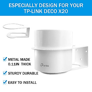 TP-Link Deco X20 Wall Mount Bracket,ALLICAVER Sturdy Metal Made Mount Stand Holder Compatible with TP-Link X20 WiFi 6 Mesh WiFi System (white-2-Pack)