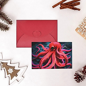 BUULOO Red Octopus Thank You Cards Greeting Cards With Envelopes For Wedding Birthday Party Graduation
