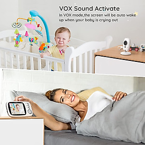 Baby Monitor, Wireless Video Baby Monitor with Camera, 3.2'' HD Screen, VOX Mode, Rechargeable Battery, Night Vision, Two-Way Talk, Feeding Reminder, Smart Temperature, 8 Lullabies, Baby/Elder/Pet