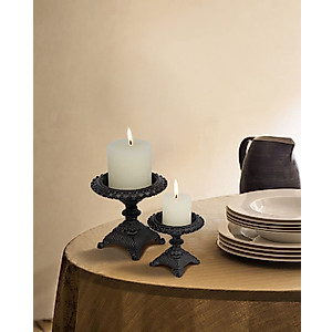 Vixdonos Rustic Pillar Candle Holders Set of 2 Farmhouse Iron Candlestick Holder Garden Decorative Candle Stand Fits for 2 Inches,3 Inches Pillar Candles