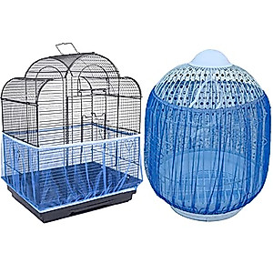 Bonaweite Mesh Bird Seed Catcher, Birds Cage Net Cover, Soft Nylon Skirt with Adjustable Drawstring