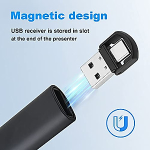 Rechargeable Presentation Clicker for PowerPoint Green Light Pointer, USB-A/USB-C Wireless Presenter Remote, Google Slide Advancer Smart Board Slideshow PPT Clicker for Mac/Laptop/Computer/Office