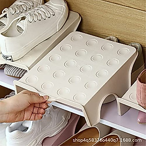 ASkinds 6 Pack Shoe Stacker Slots Space Saver, Double Layer Stack Shoe Racks, Increase Space by 200% Shoe Stackers for Home Closet Organization(Apricot)