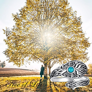 Mic Tai Tree of Life Spoon Ring - Sterling Silver Vintage Turquoise Celtic Knot Rings Adjustable Thumb Jewelry Gifts for Women (Tree of Life)